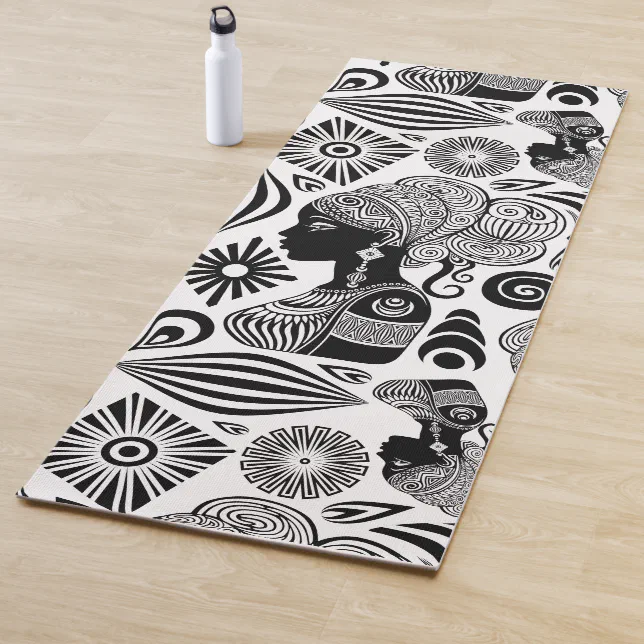 African Girl Portrait Tribal Tattoo Yoga Mat | Zazzle