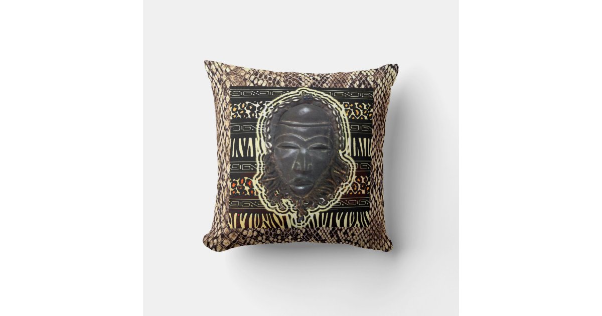 African Good Luck Mask Throw Pillow | Zazzle