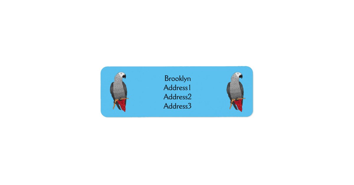 African grey parrot cartoon illustration label | Zazzle