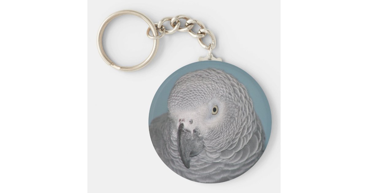 African Grey Parrot Keychain | Zazzle