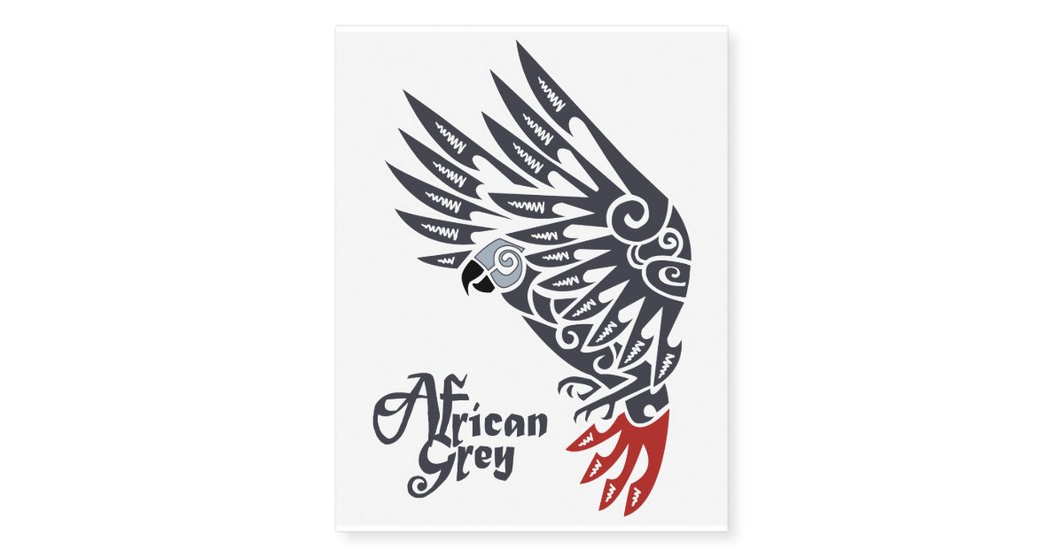 African grey parrot tribal tattoo | Zazzle