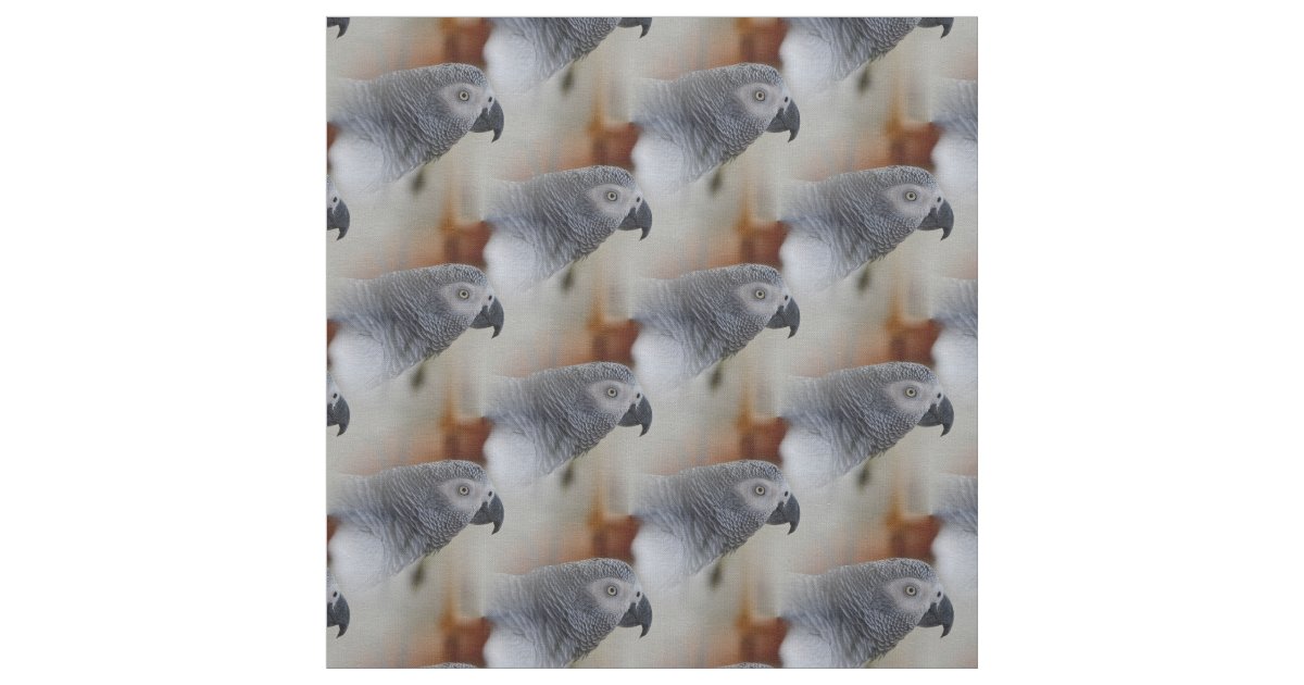 African Grey Pattern Fabric | Zazzle