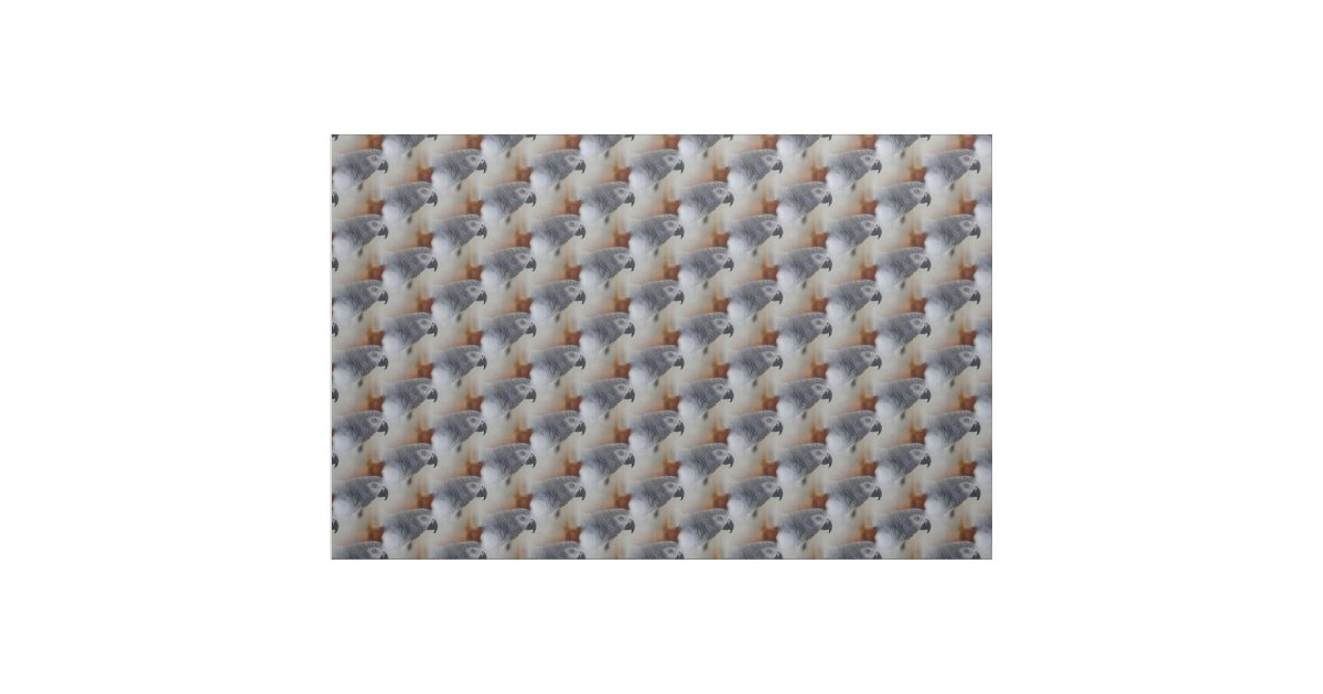 African Grey Pattern Fabric | Zazzle