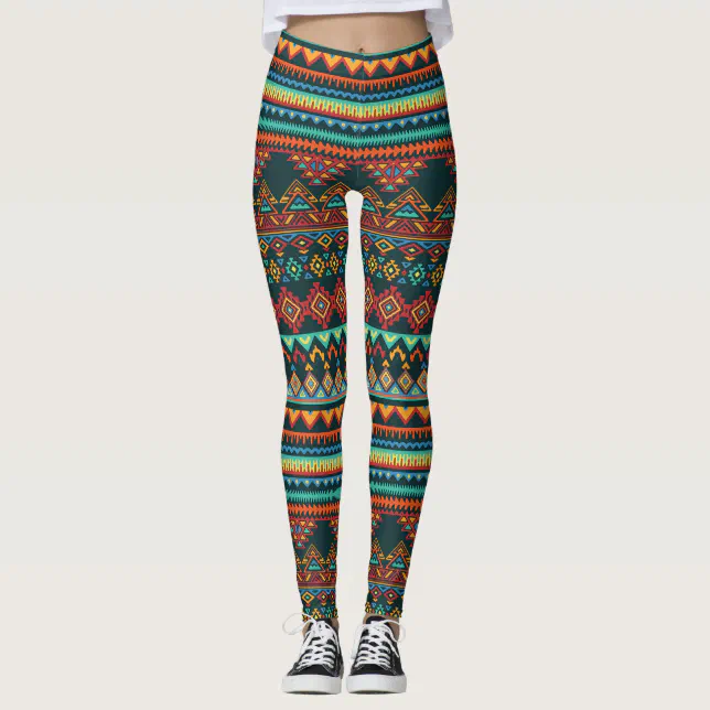 African Inspired Geometric Pattern Leggings | Zazzle