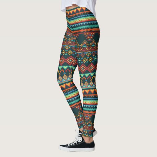 African Inspired Geometric Pattern Leggings | Zazzle