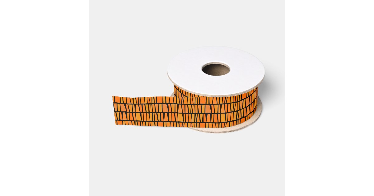 African Inspired Orange Tribal Dominoes Grosgrain Ribbon | Zazzle