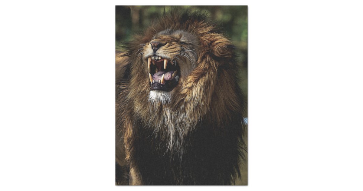 African Male Roaring Lion Oil Painting Tissue Paper | Zazzle