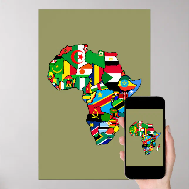 African Map of Africa flags within country maps Poster | Zazzle