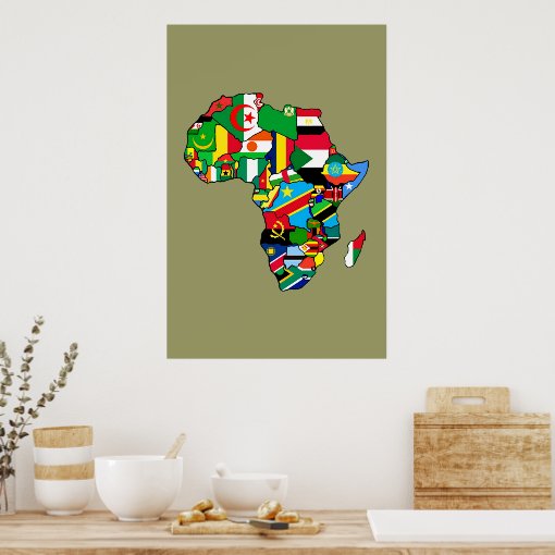 African Map of Africa flags within country maps Poster | Zazzle