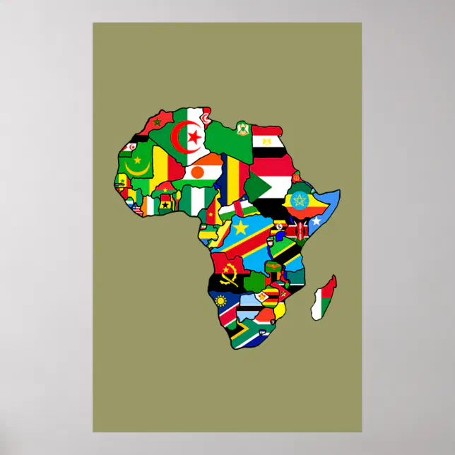 African Map of Africa flags within country maps Poster | Zazzle