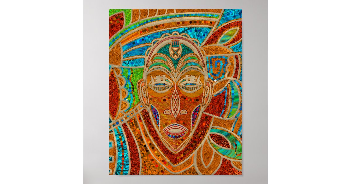 African Mask Illustration Poster | Zazzle