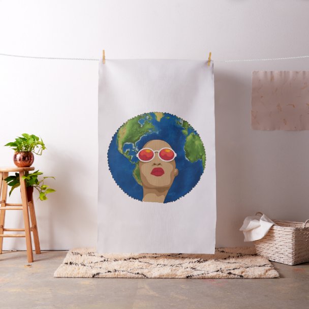 Flowers Around Earth Fabric | Zazzle.com