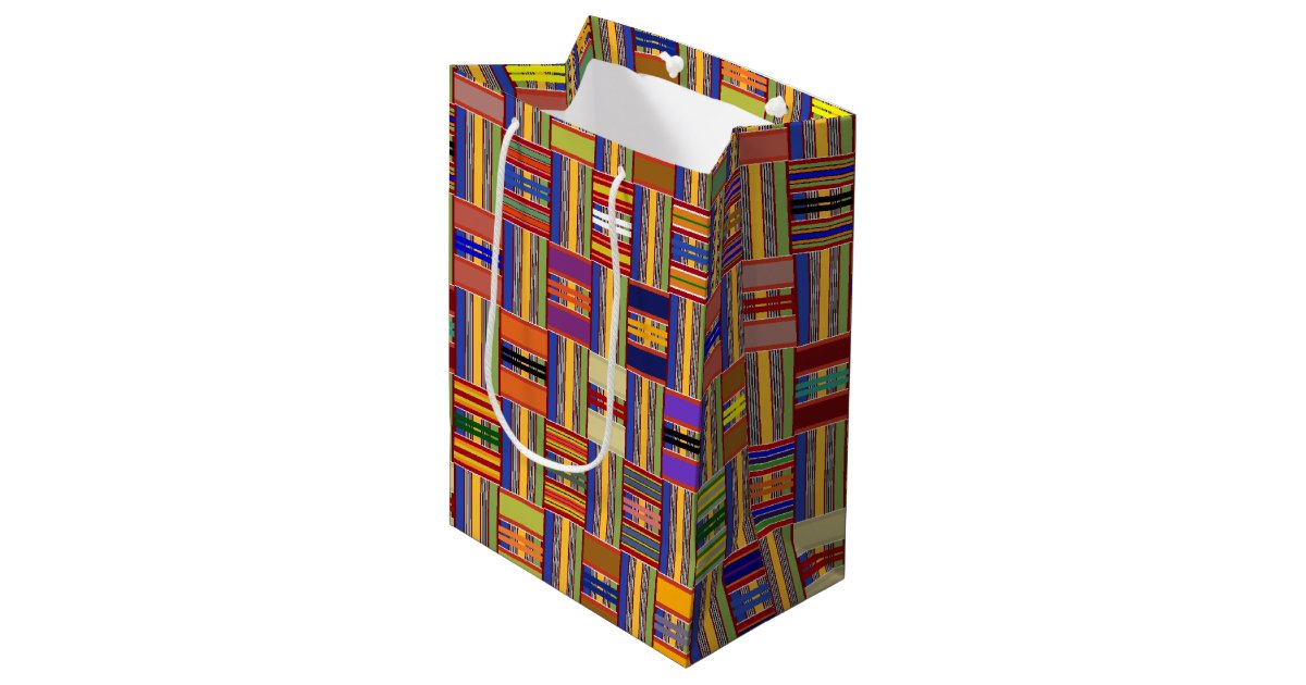 African Multi-Color Stained Glass Kente K45 Medium Gift Bag | Zazzle