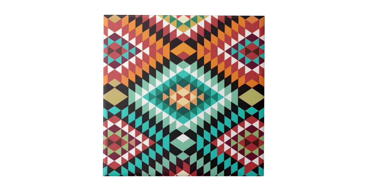 African Pattern Colourful Design Ceramic Tile | Zazzle