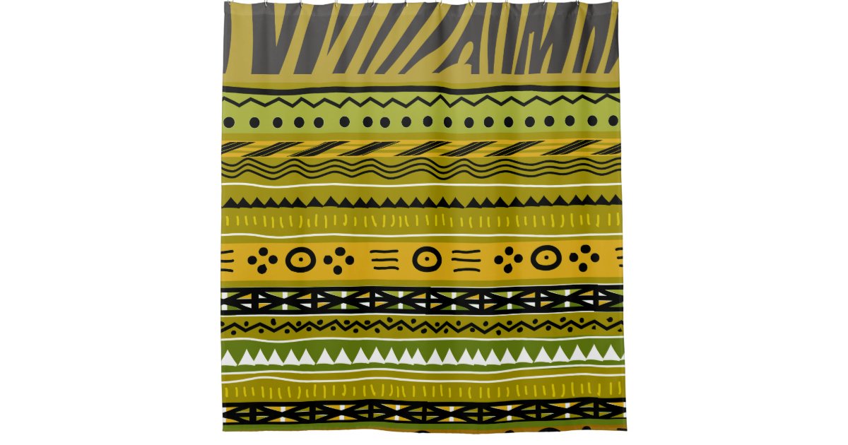 African Pattern Mix Shower Curtain | Zazzle