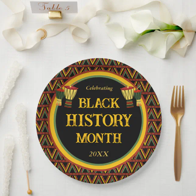 African Patterns Black History Month Celebration Paper Plates | Zazzle