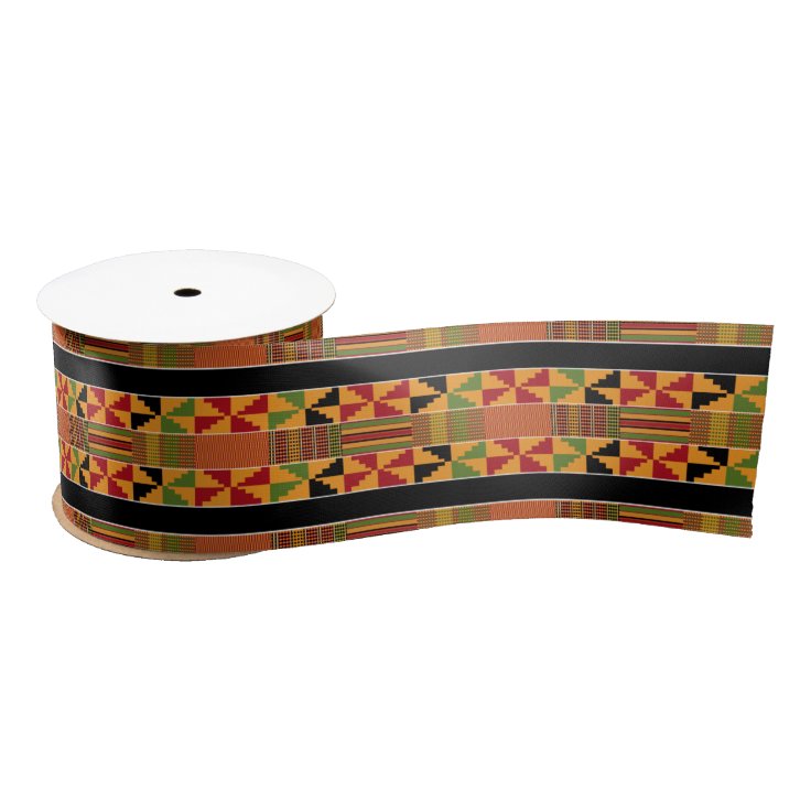 African Pinwheel Kente 3 inch wide K70 Ribbon | Zazzle