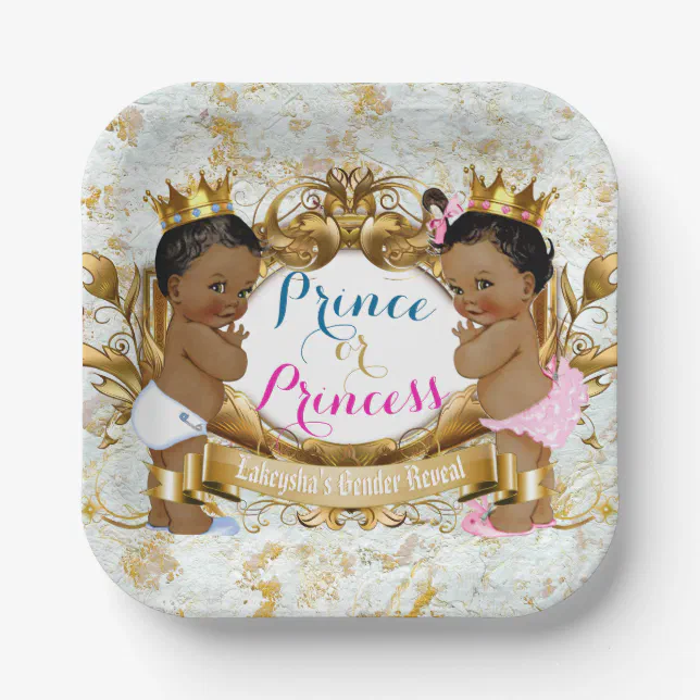 African Prince Or Princess Elegant Gender Reveal Paper Plates | Zazzle