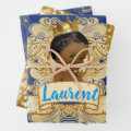 African Prince Royal Blue & Gold Glitter Fancy Wrapping Paper Sheets ...