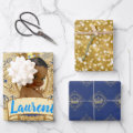 African Prince Royal Blue & Gold Glitter Fancy Wrapping Paper Sheets ...