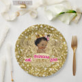 African Princess Pink and Gold Glitter Plates | Zazzle