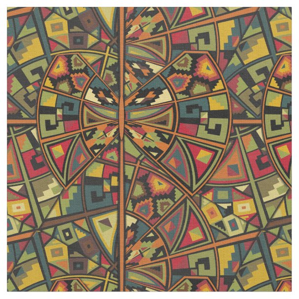 African Repeat Green overlay Patterns Fabric | Zazzle