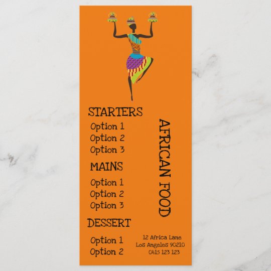 African restaurant dinner menu | Zazzle.com