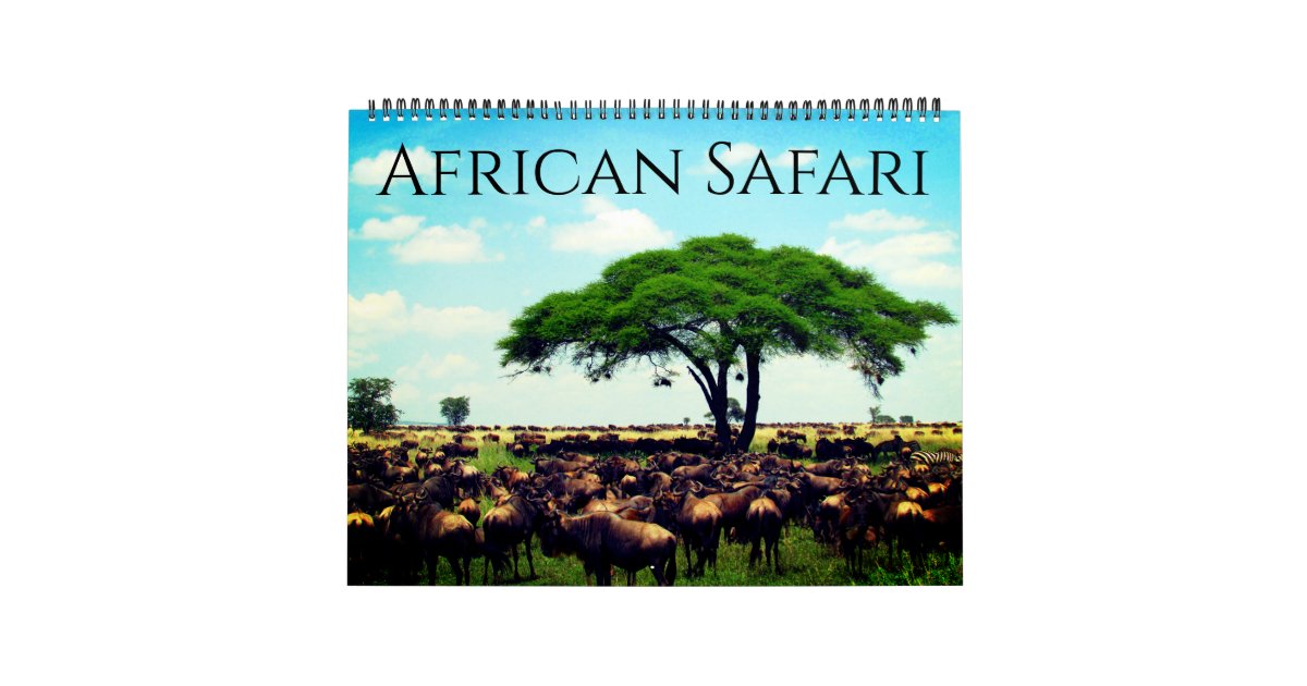 african safari 2026 large calendar | Zazzle