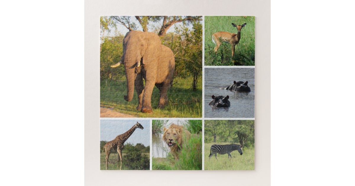 african safari collage jigsaw puzzle | Zazzle