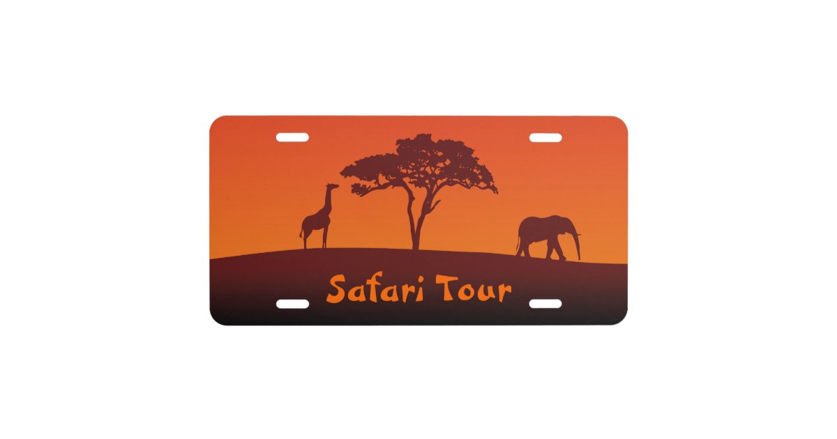 African Safari Silhouette - License Plate | Zazzle