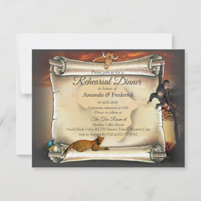 African Safari Sunset Rehearsal dinner Invitation | Zazzle