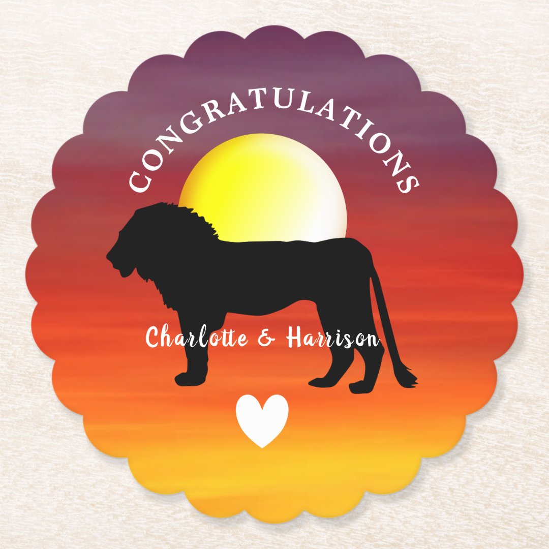 African Safari Wedding Theme Congratulations Paper Coaster | Zazzle
