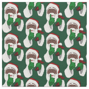 African Santa Fabric Black Santa Christmas Fabrics | Zazzle