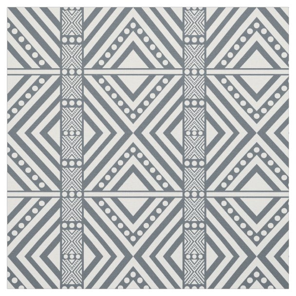 African Traditional Style Seamless White Pattern Fabric | Zazzle