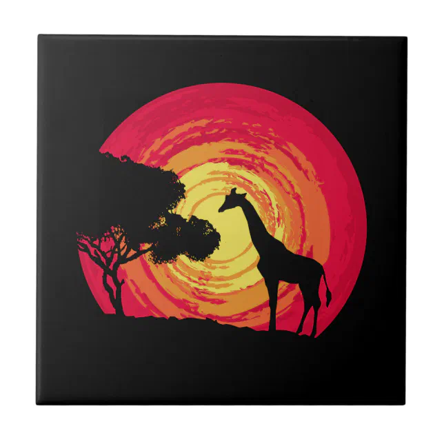African sunset ceramic tile | Zazzle
