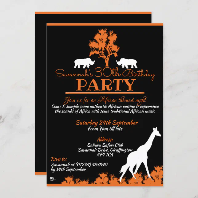 African Theme Night Invitations | Zazzle
