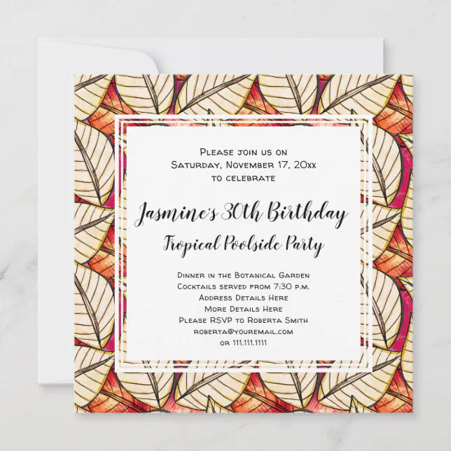 African Theme Tropical Pool or Beach Party Invitation | Zazzle