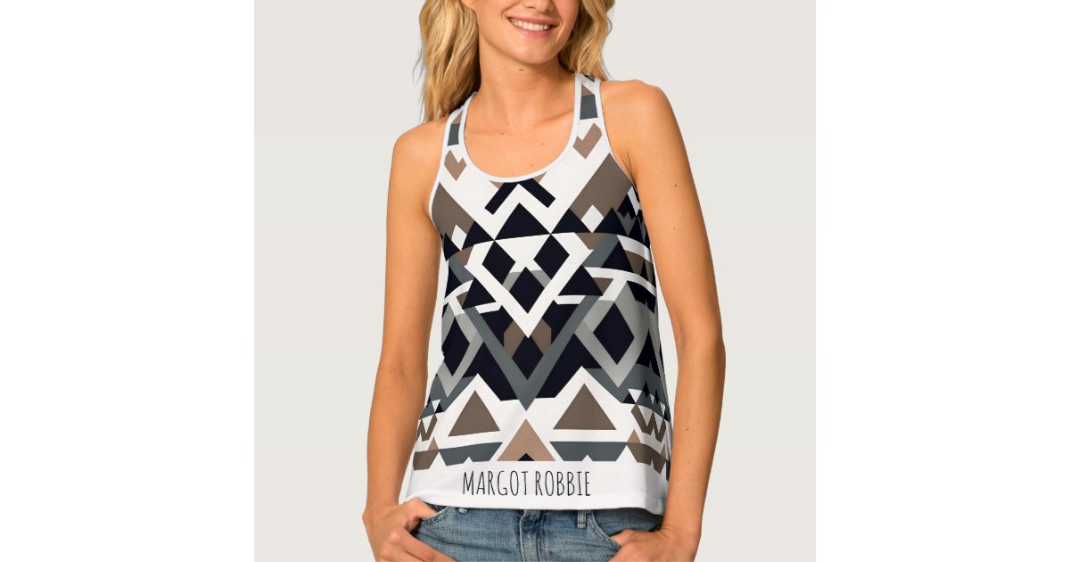 African Triangle Geometric Brown Grey Pattern Tank Top | Zazzle
