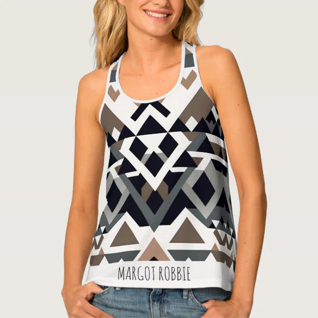 African Triangle Geometric Brown Grey Pattern Tank Top | Zazzle