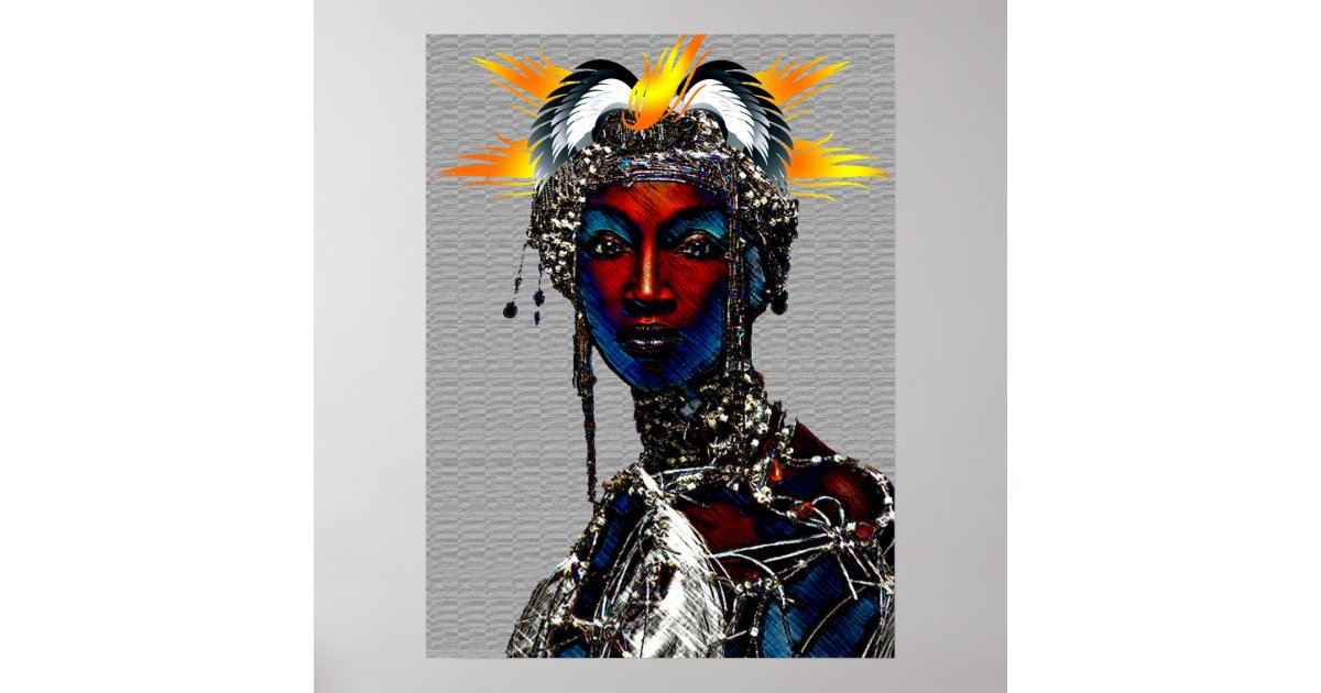 African Tribal Queen Portrait Poster | Zazzle