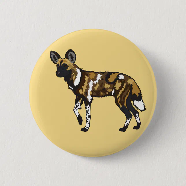 African wild dog. Wild Africa Button | Zazzle