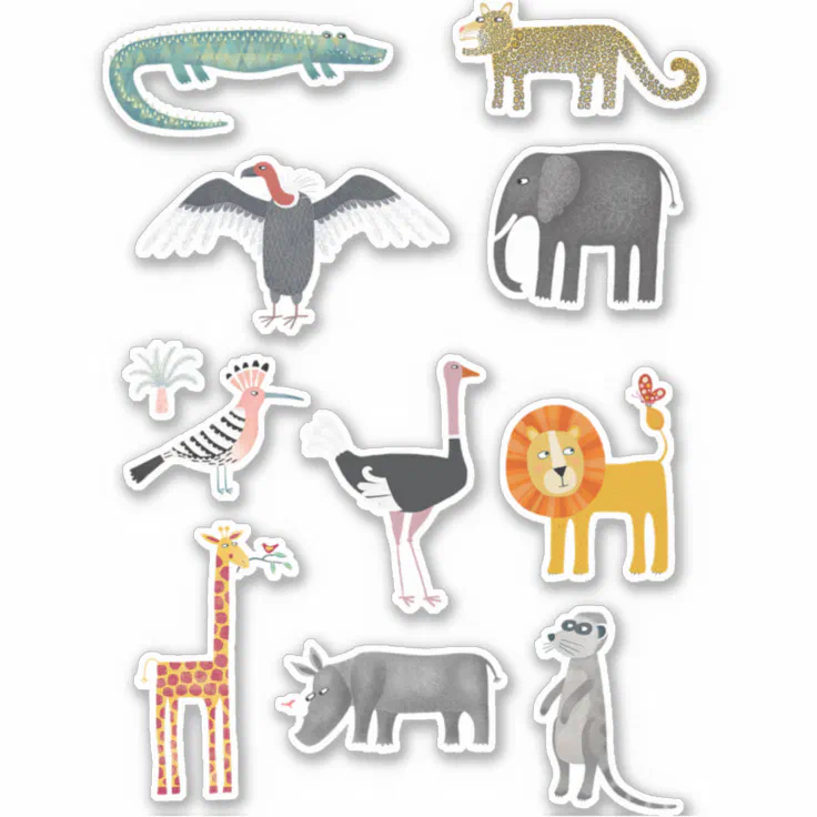 African Wildlife Safari Animal Sticker | Zazzle