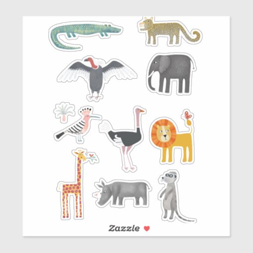 African Wildlife Safari Animal Sticker | Zazzle