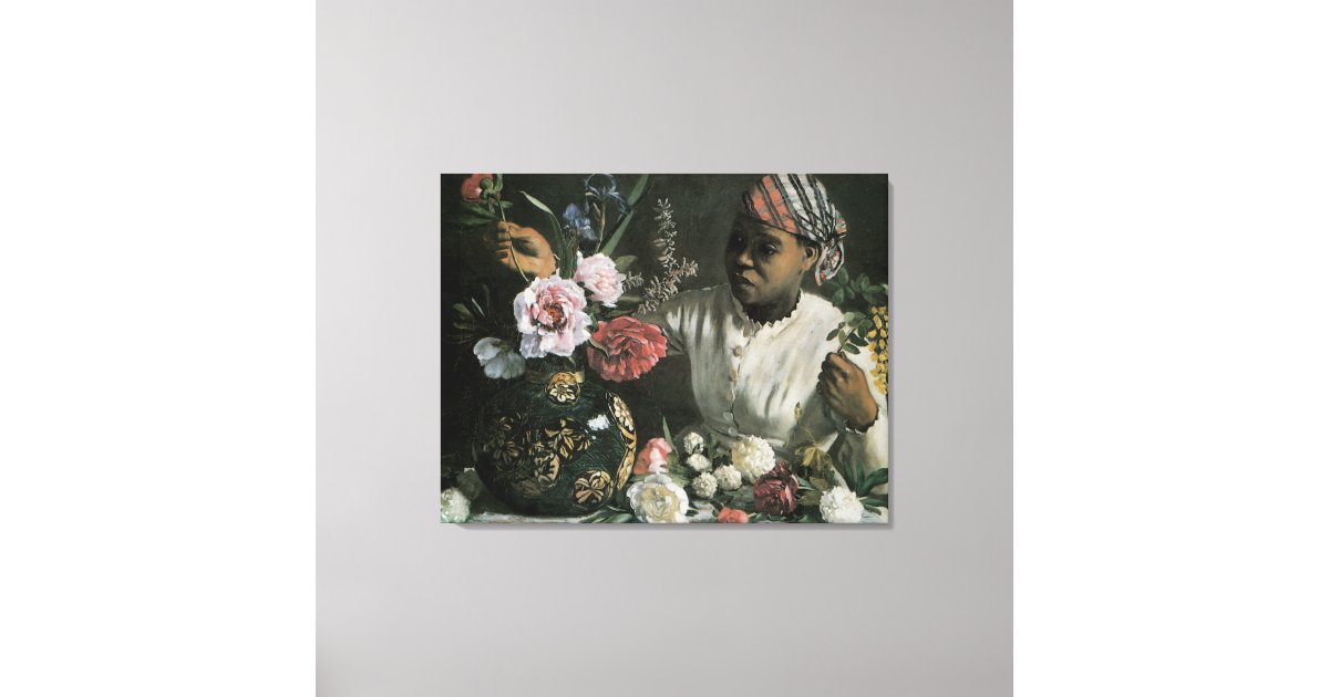 African Woman Peonies by Frederic Bazille, Flowers Canvas Print | Zazzle