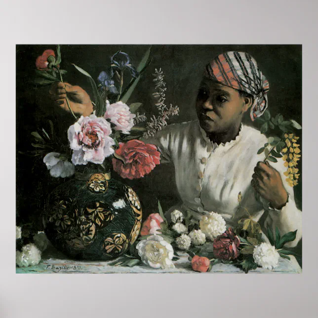 African Woman Peonies by Frederic Bazille, Flowers Poster | Zazzle