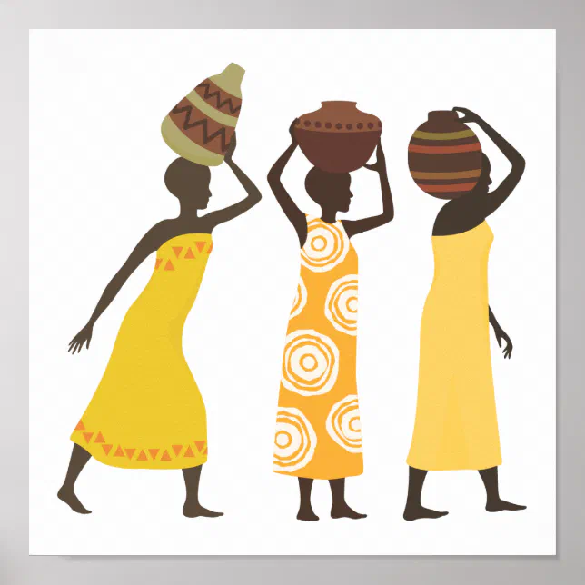 African Women carrying water Poster | Zazzle