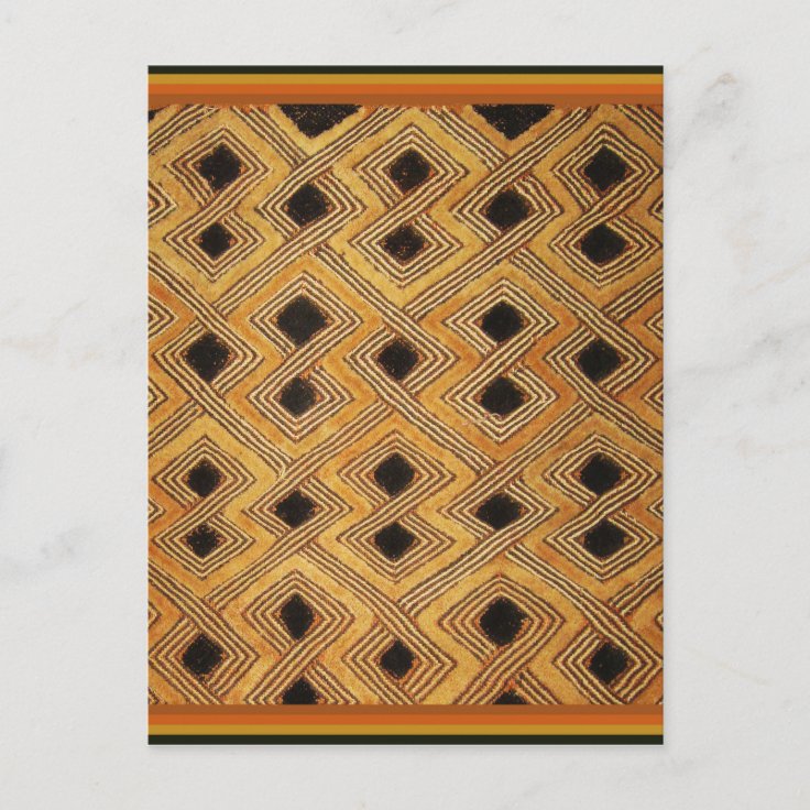 African Zaire Congo Kuba Textile Postcard | Zazzle