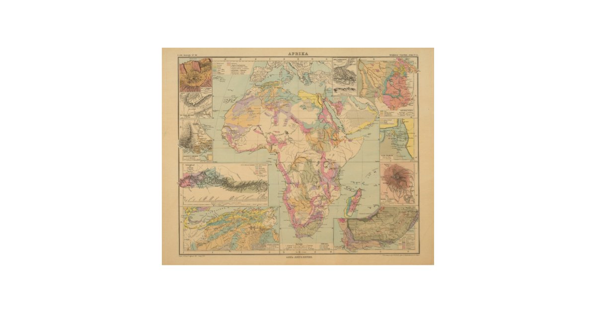 Afrika - Atlas Map of Africa Wood Wall Art | Zazzle