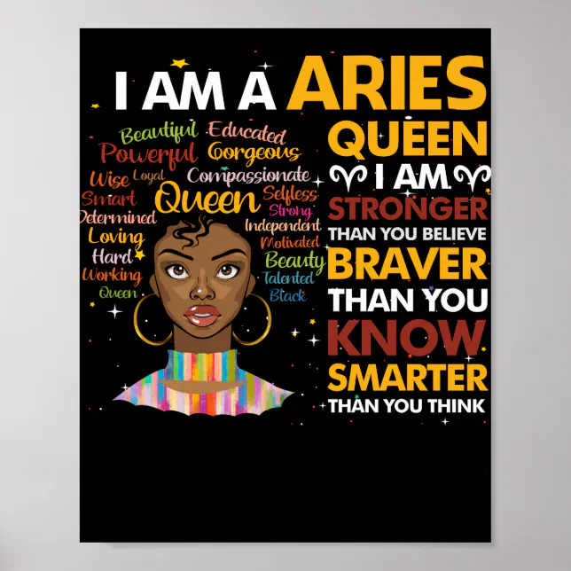 Afro Aries queen September August Virgo Zodiac Poster | Zazzle