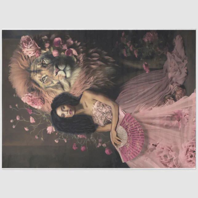 Afro Beauty Floral and Lion feminine Portrait Tissue Paper | Zazzle